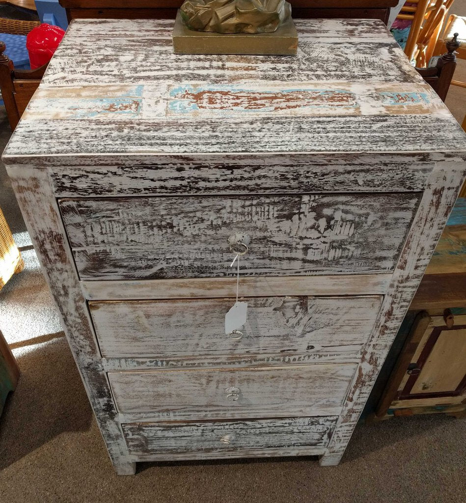 NEW Whitewashed Indian Reclaimed Wood Four Drawer Chest - MDA-26W ...